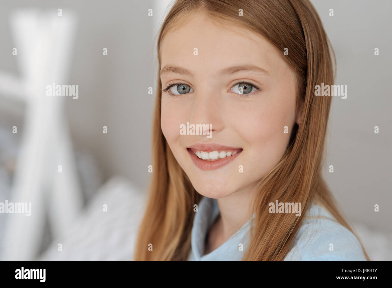 Portrait of beautiful grey eyed girl Stock Photo - Alamy