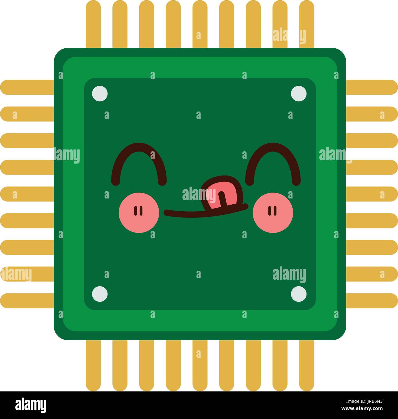 kawaii computer microchip circuit hardware element icon Stock Vector ...