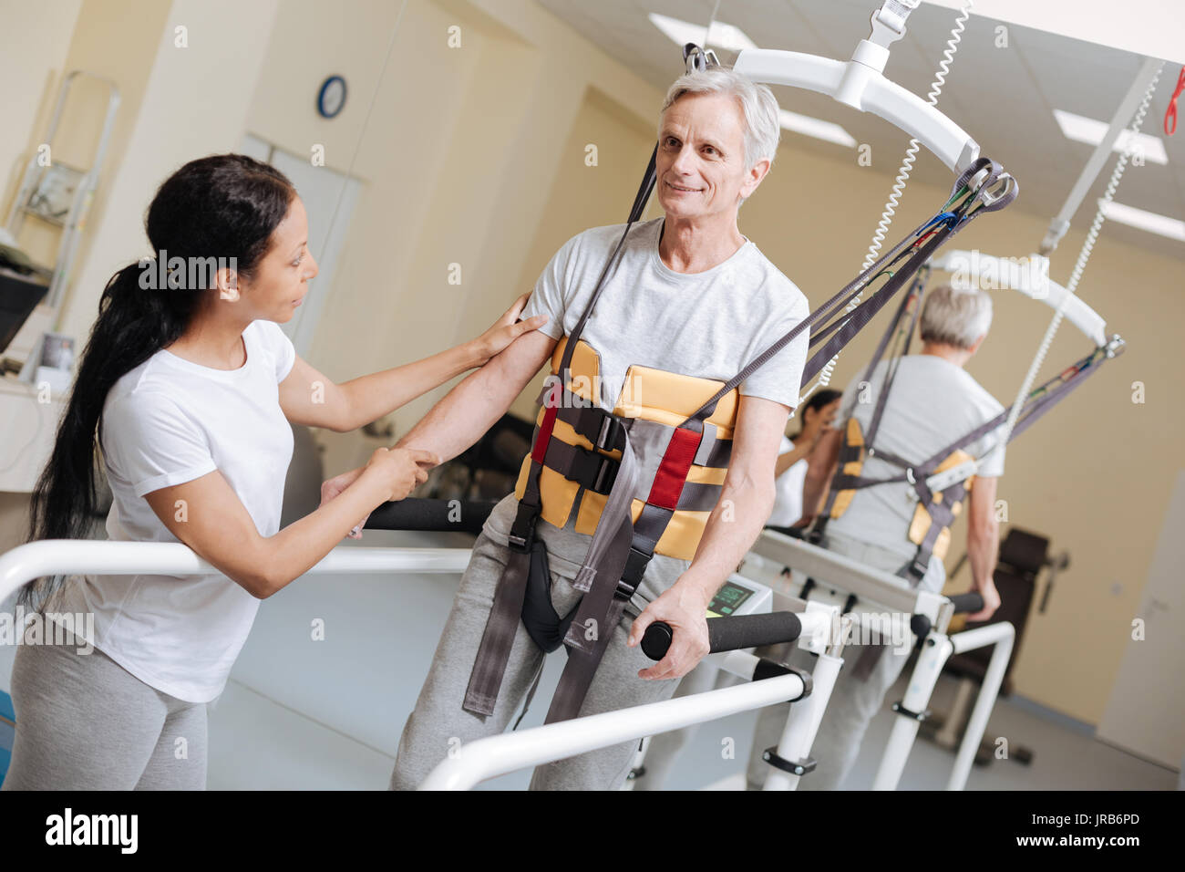 Positive delighted mature man feeling better Stock Photo - Alamy