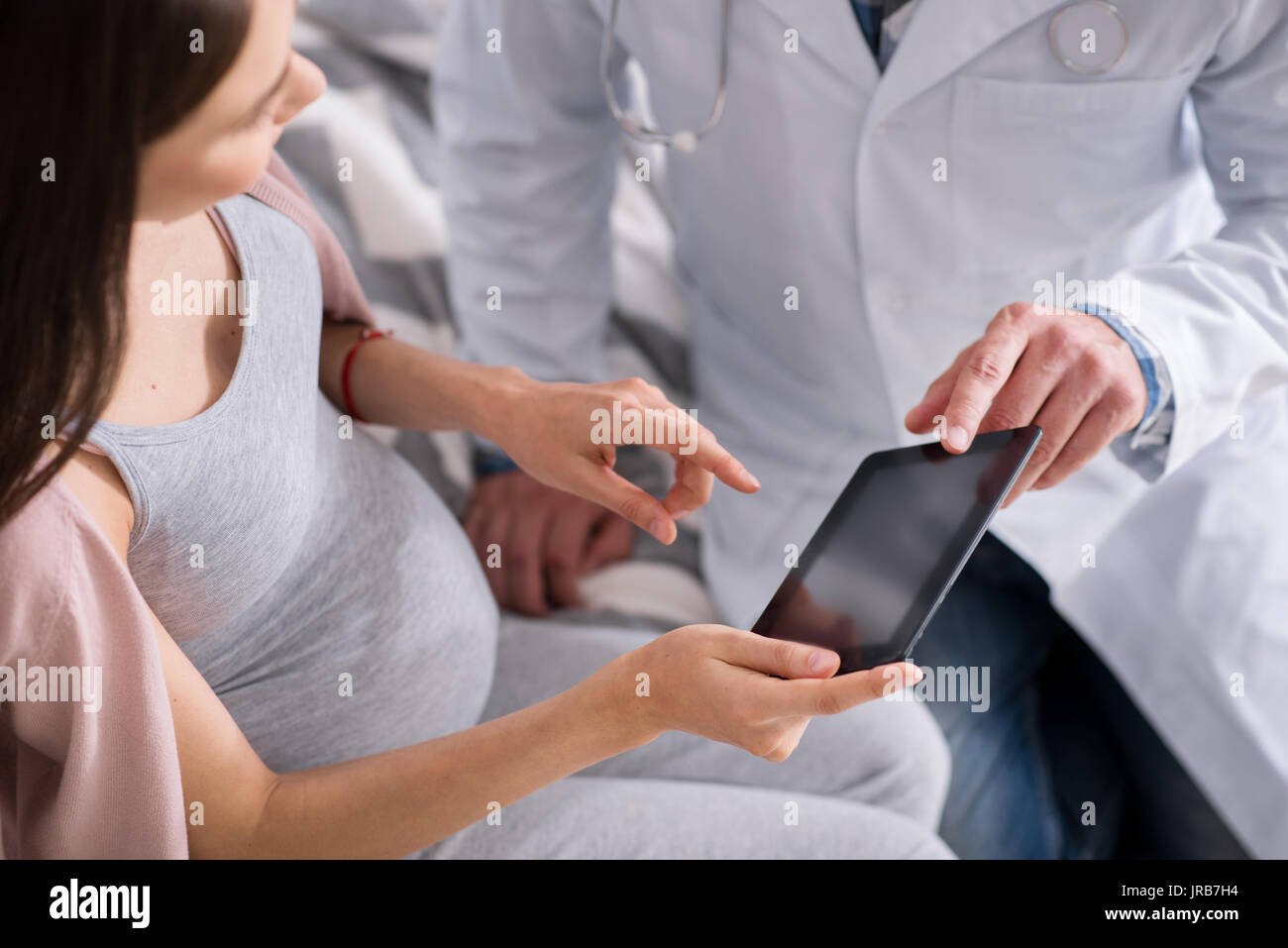 Top view picture of doctor and his patient while discussion Stock Photo ...