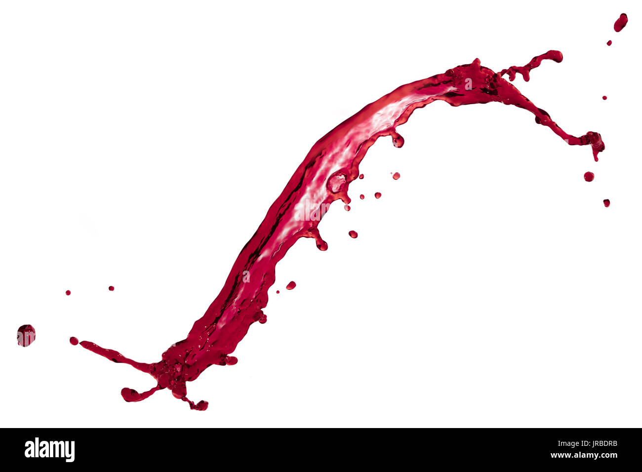 flying beautiful red splash and drops isolated over white background ...