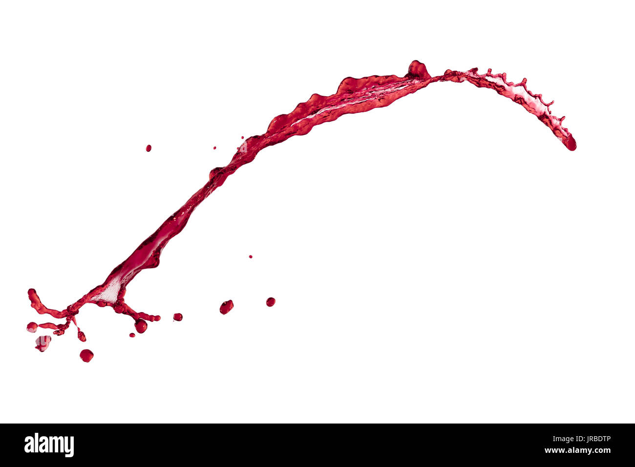 flying beautiful red splash and drops isolated over white background ...