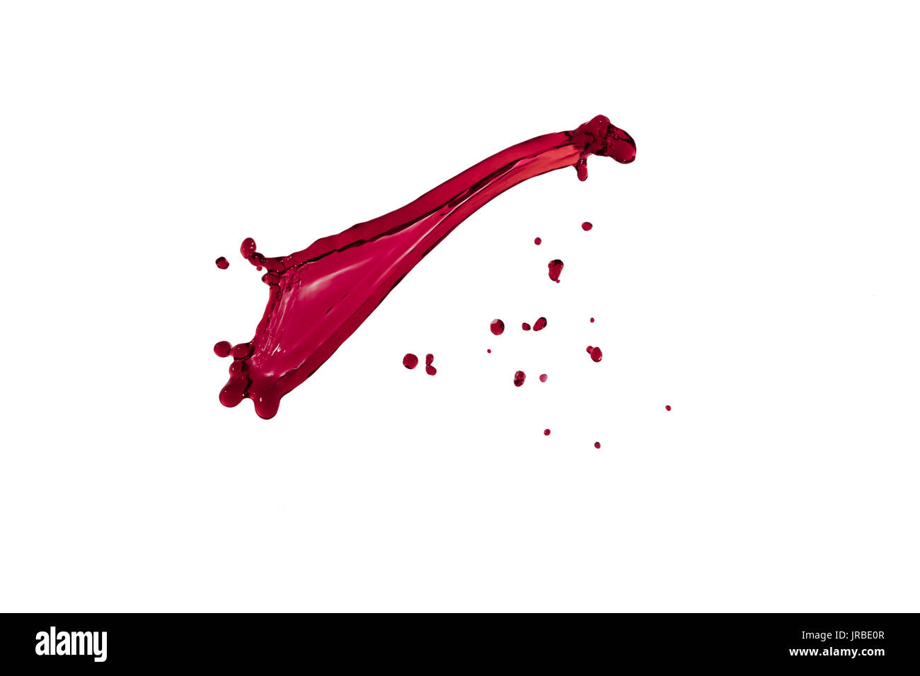 flying beautiful red splash and drops isolated over white background ...