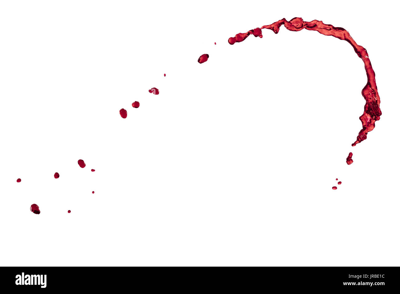 flying beautiful red splash and drops isolated over white background ...