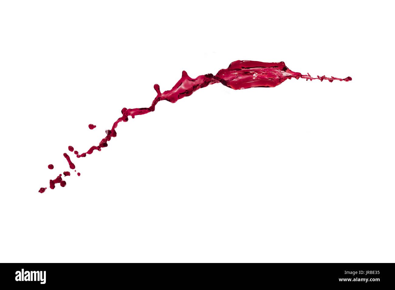 flying beautiful red splash and drops isolated over white background ...