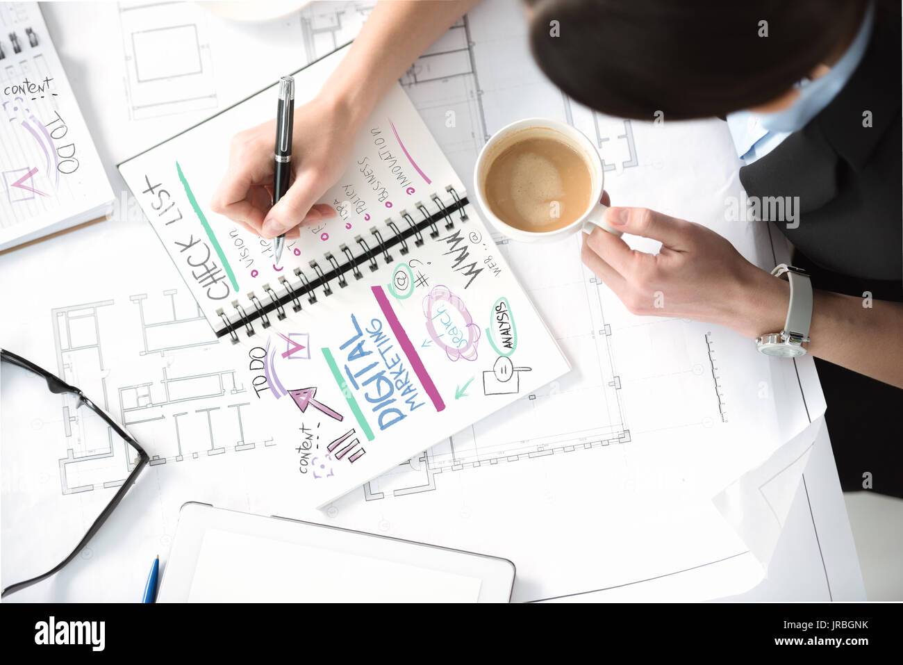 Close up woman working charts hi-res stock photography and images - Alamy