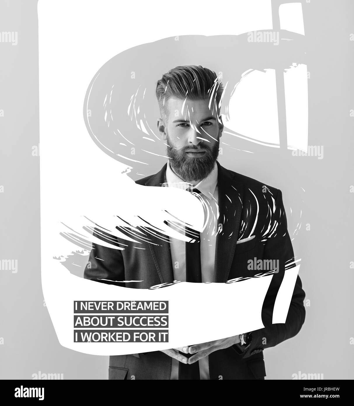 Handsome bearded young businessman Black and White Stock Photos ...