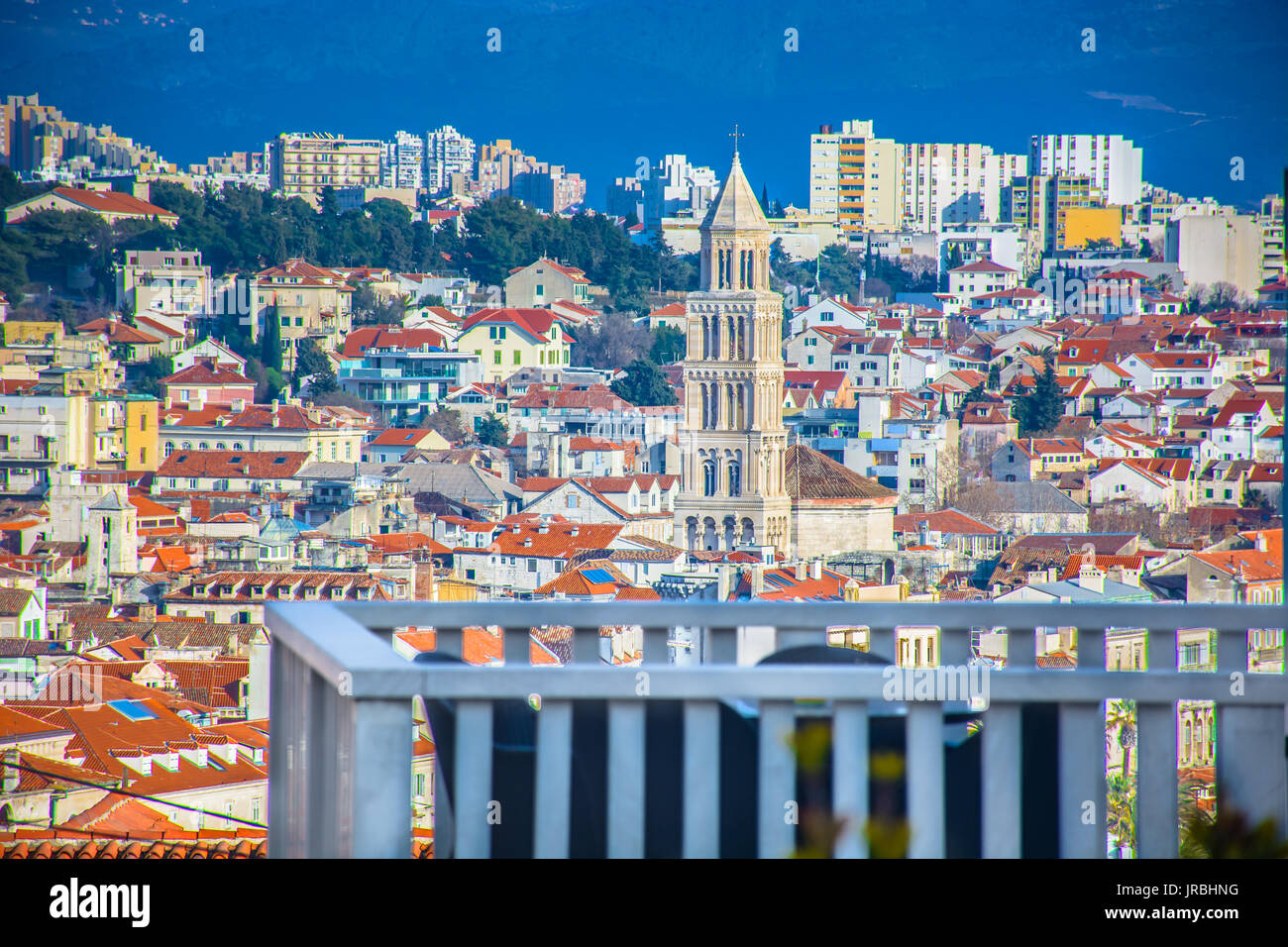 Aerial view at Split city from viewpoint Vidilica, Croatia Stock Photo ...