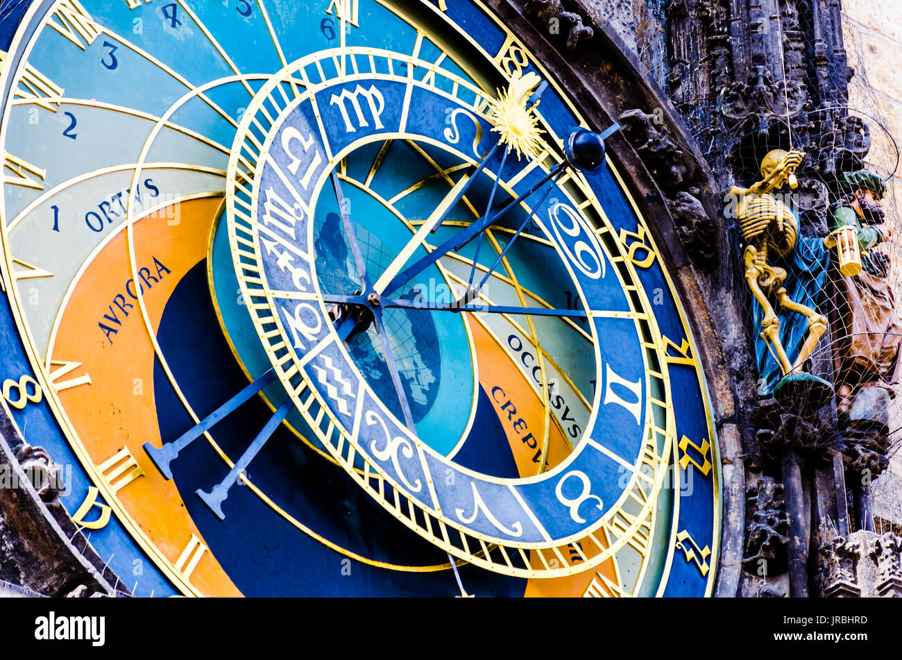 Old medieval astronomical clock (Orloj) in Prague on the Old Town ...