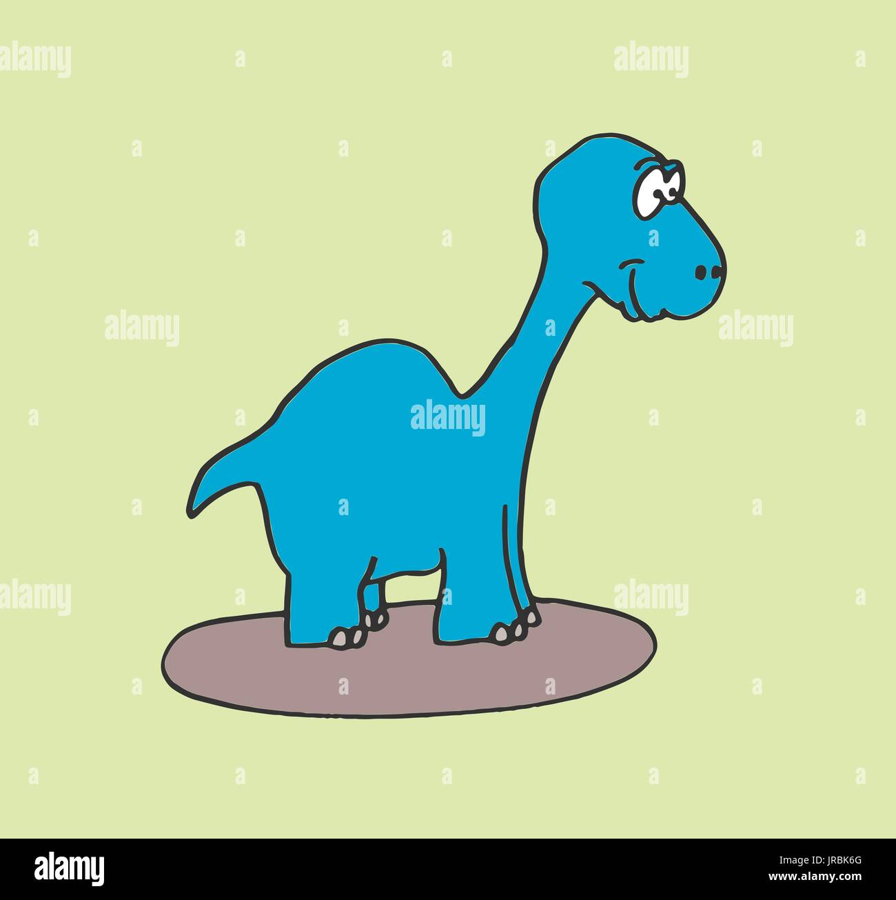 Vector illustration of a cute brontosaurus on a green background Stock ...