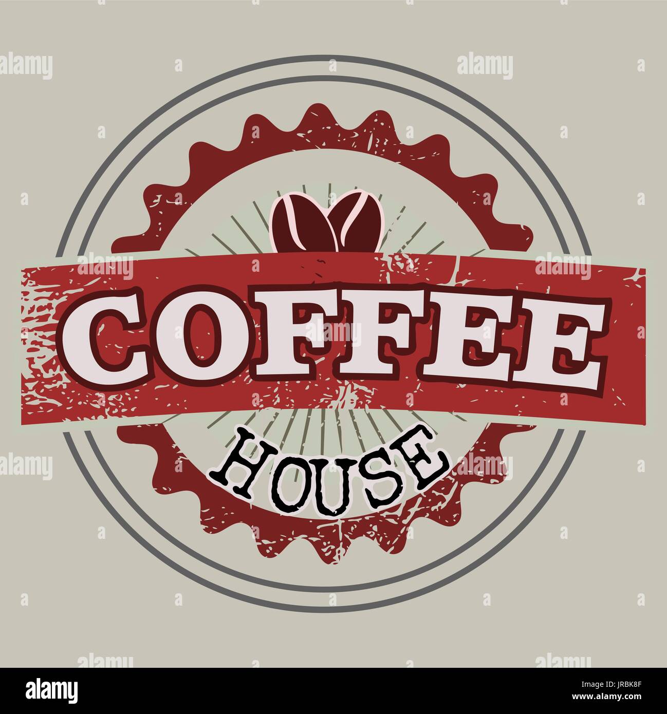 Vintage style coffee house label with scratches, vector illustration ...