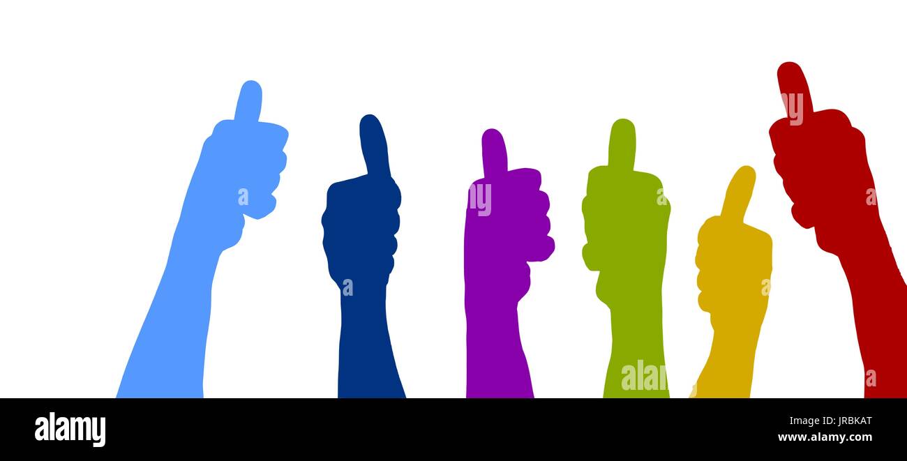 Rainbow colored thumbs up on a white background, vector illustration ...