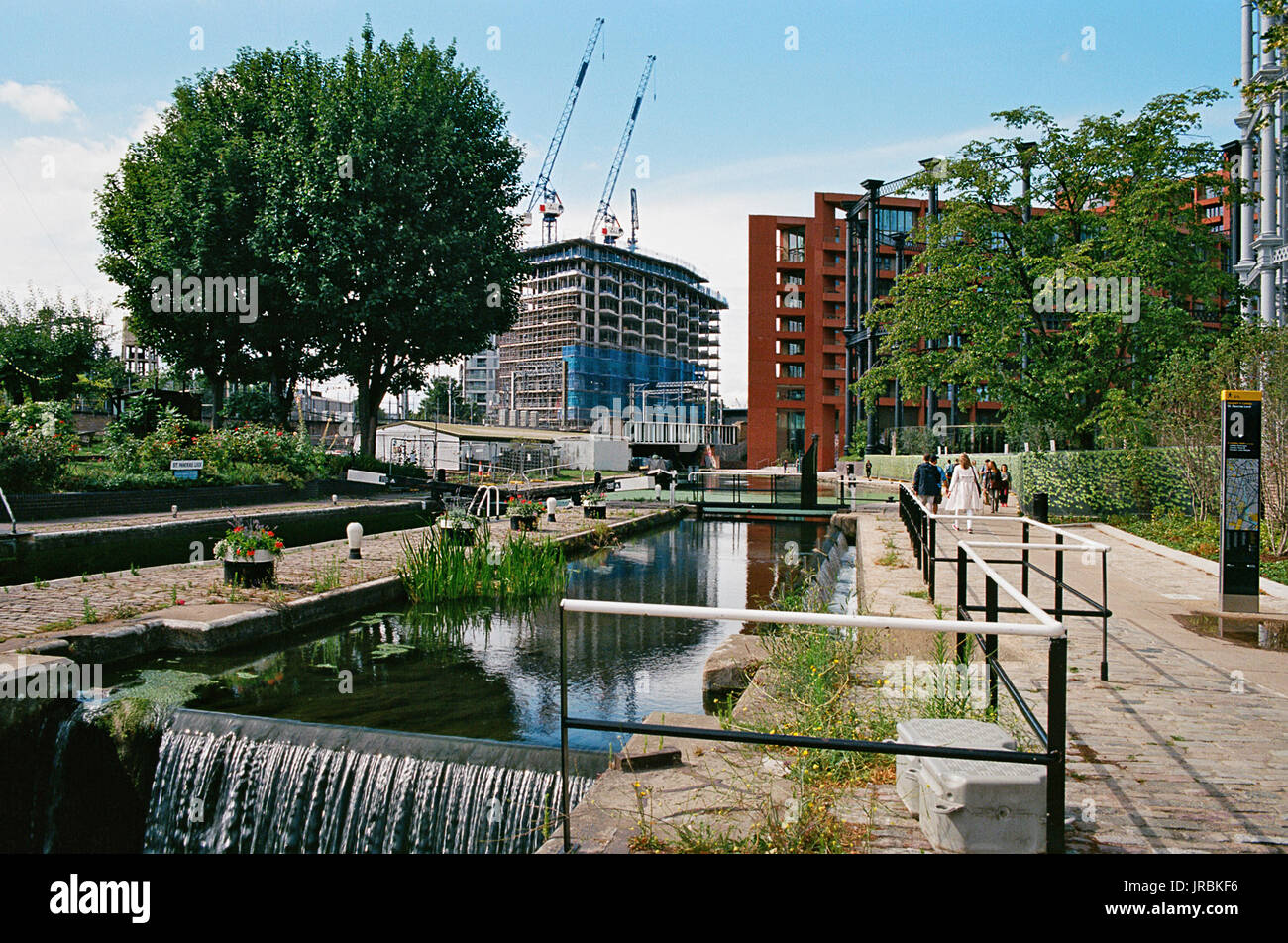 St Pancras Lock on the Regents Canal at Kings Cross, London UK, near to ...