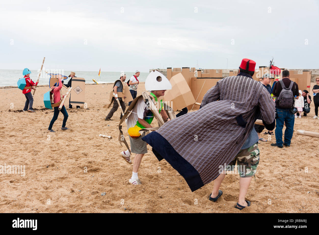 Beach play battle. Russia company, Cardboardia event. Children in ...