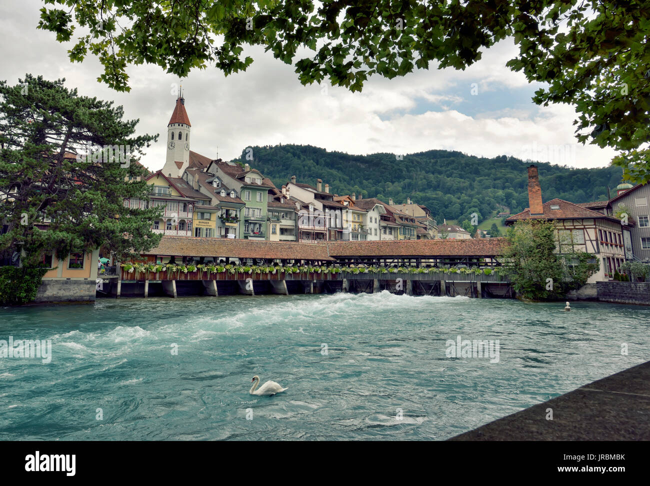 Thun city and river- Aare, Switzerland - 23 july 2017 Stock Photo - Alamy
