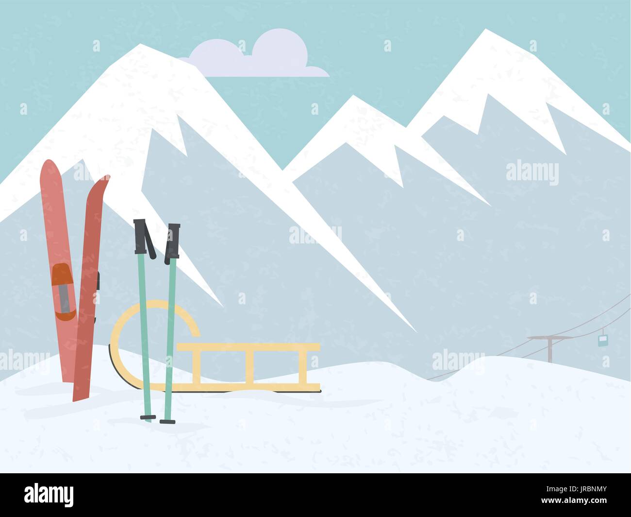 Vintage styled alpine winter sports scene illustration Stock Vector ...