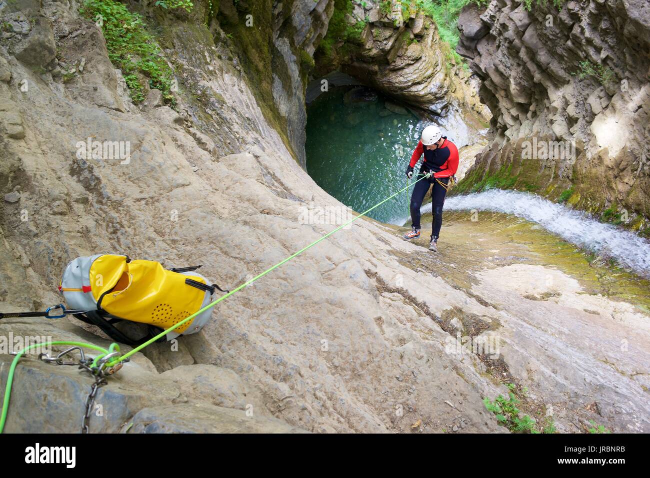 Canyoning in Furco Canyon, Broto, Pyrenees, Huesca Province, Aragon ...