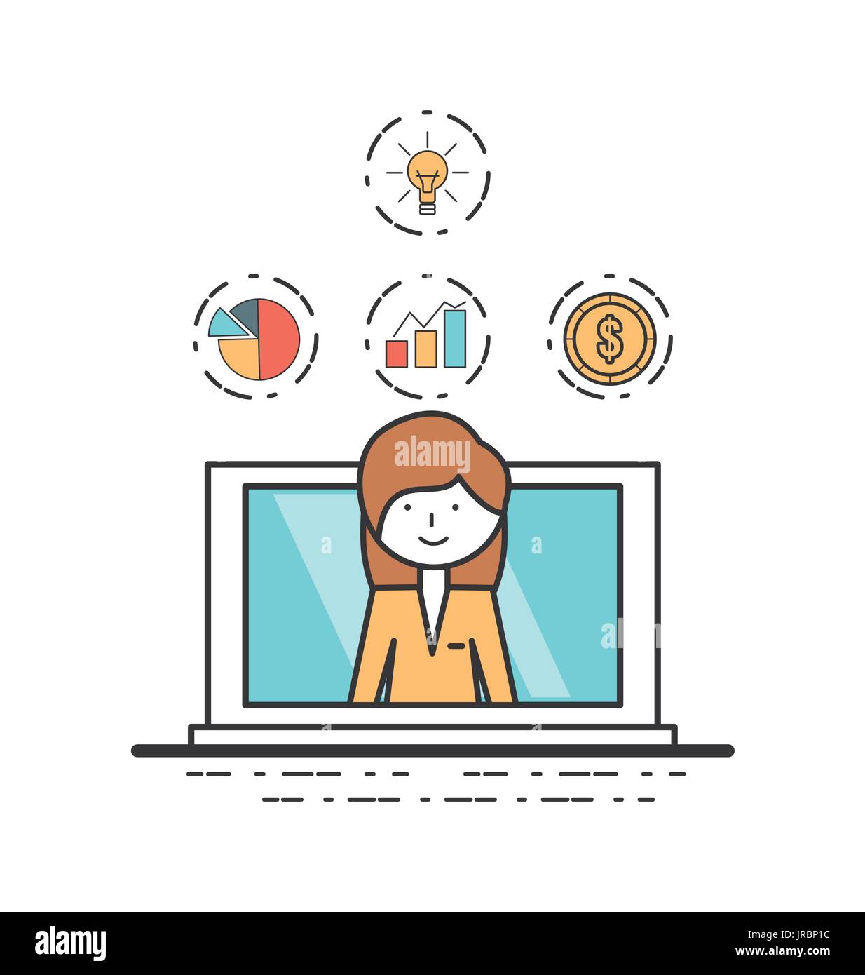 businesswoman with strategy documents in the company Stock Vector Image ...
