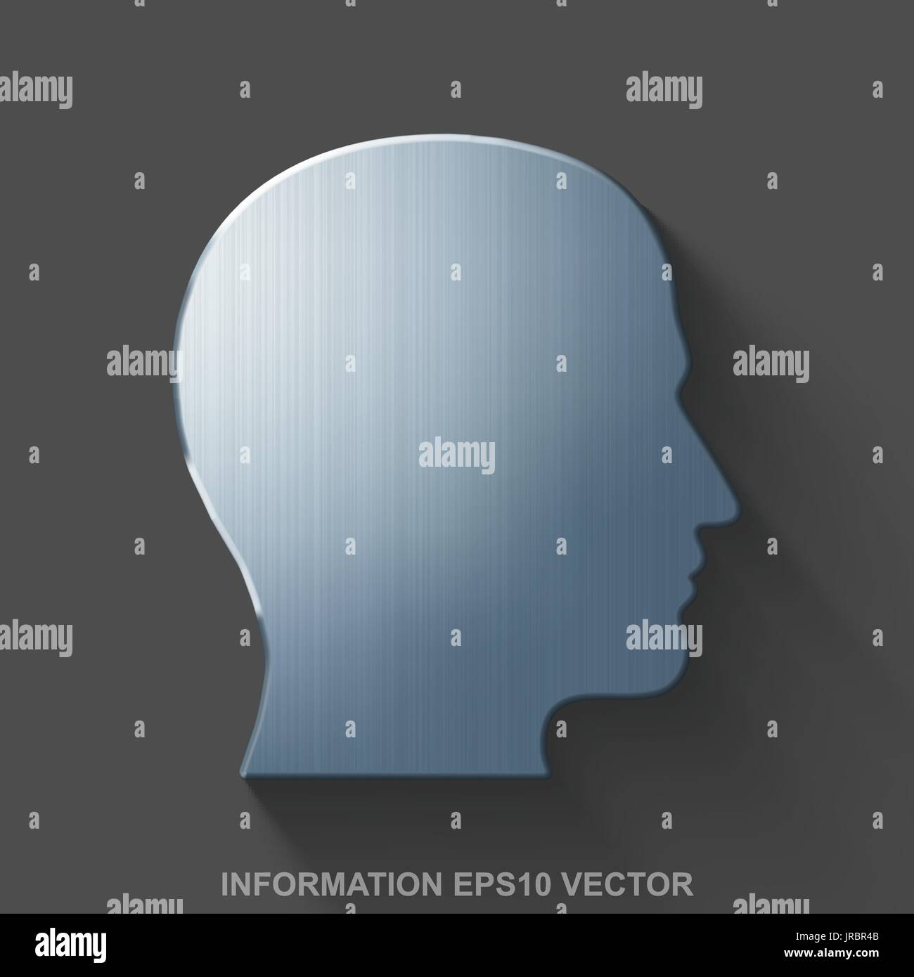 Flat metallic Information 3D icon. Polished Steel Head on Gray ...