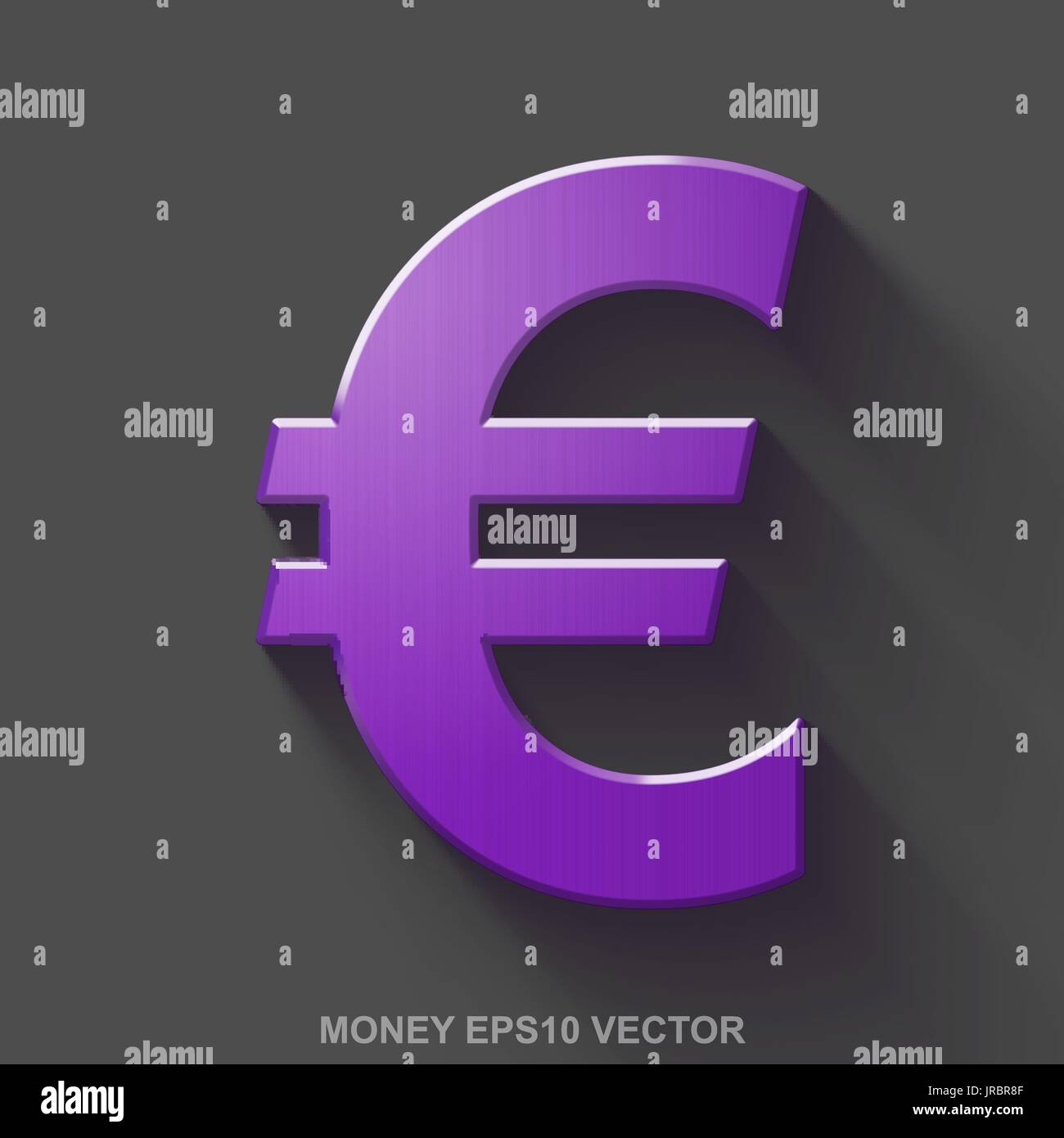 Flat metallic banking 3D icon. Purple Glossy Metal Euro on Gray ...