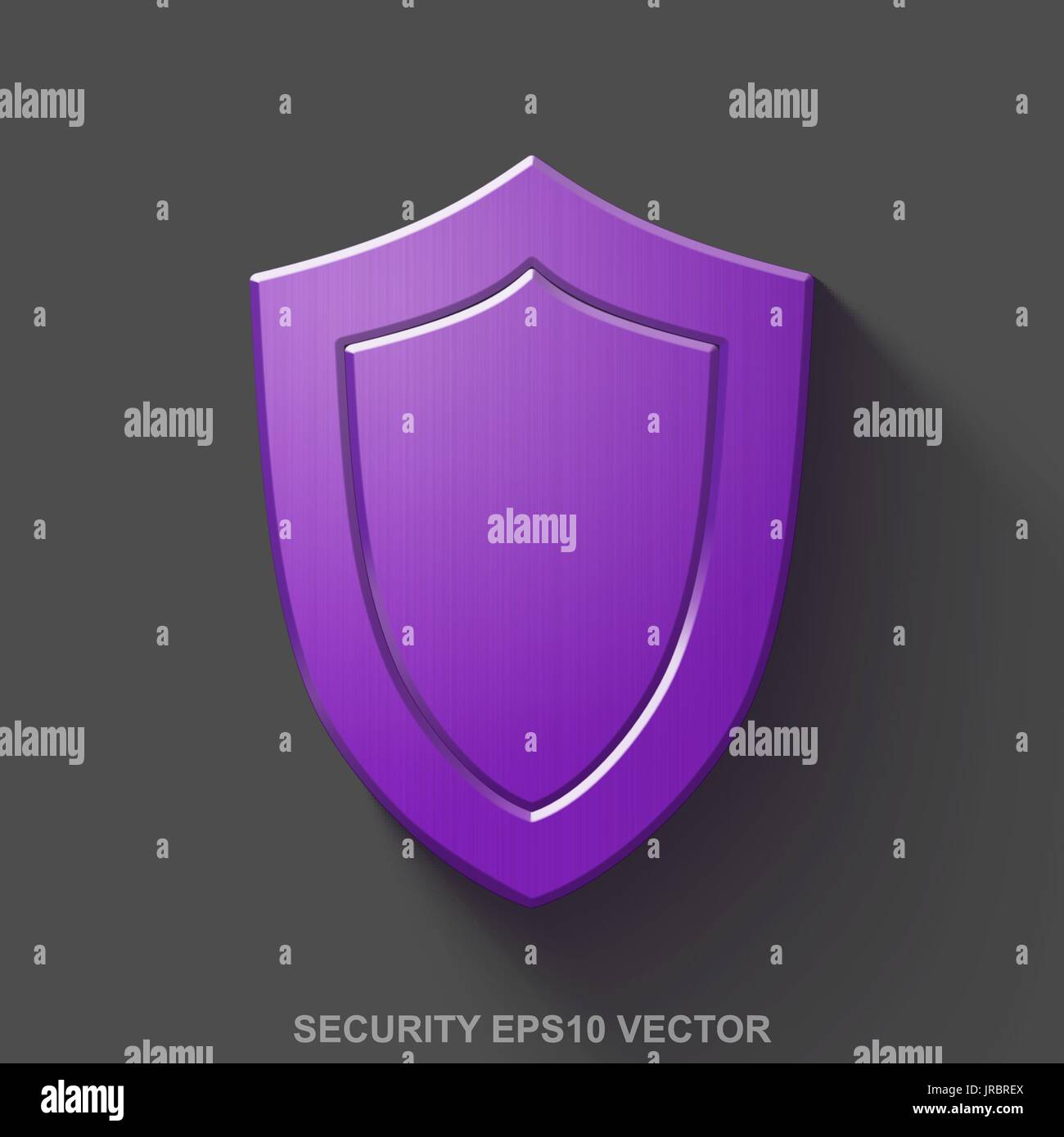 Flat metallic privacy 3D icon. Purple Glossy Metal Shield on Gray ...