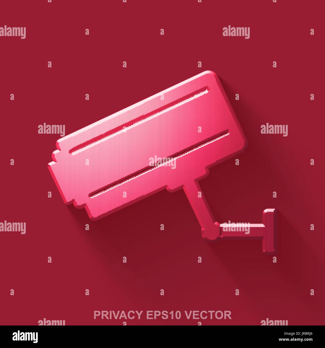 Flat metallic protection 3D icon. Red Glossy Metal Cctv Camera on Red ...
