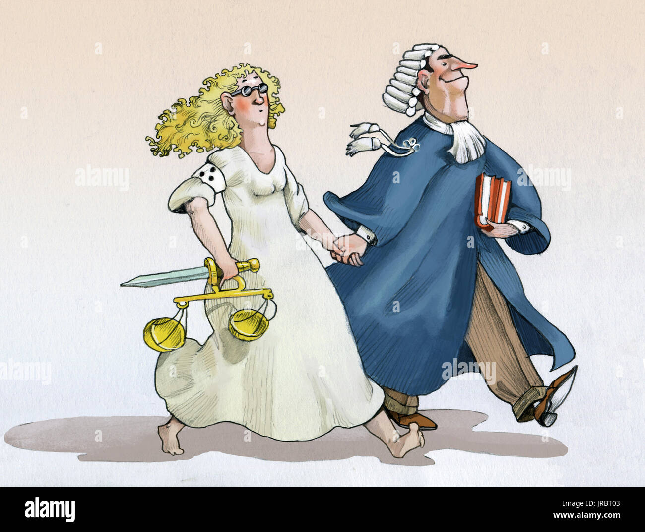 Blind justice is guided by a lawyer Stock Photo - Alamy