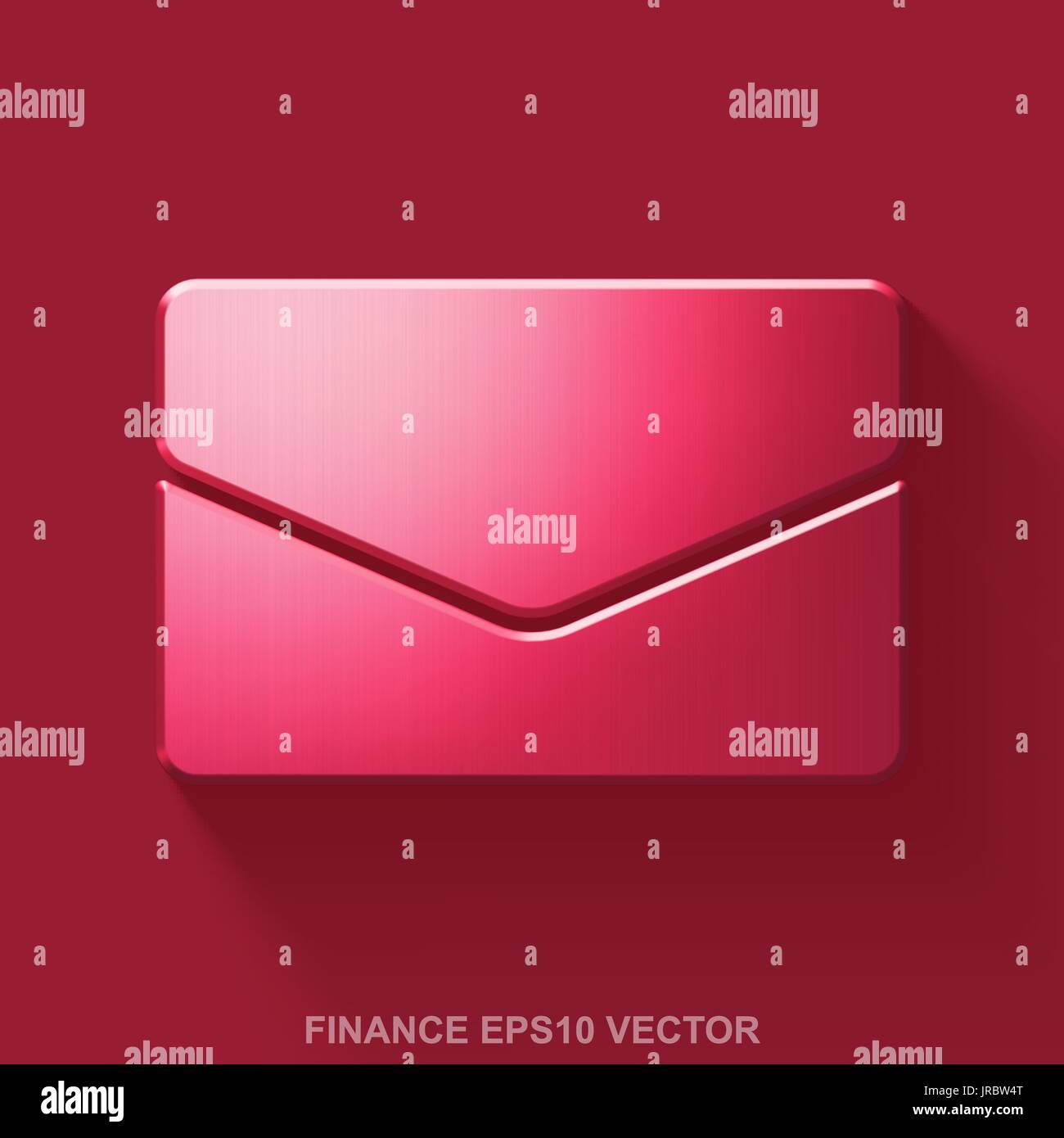 Flat metallic business 3D icon. Red Glossy Metal Email on Red ...
