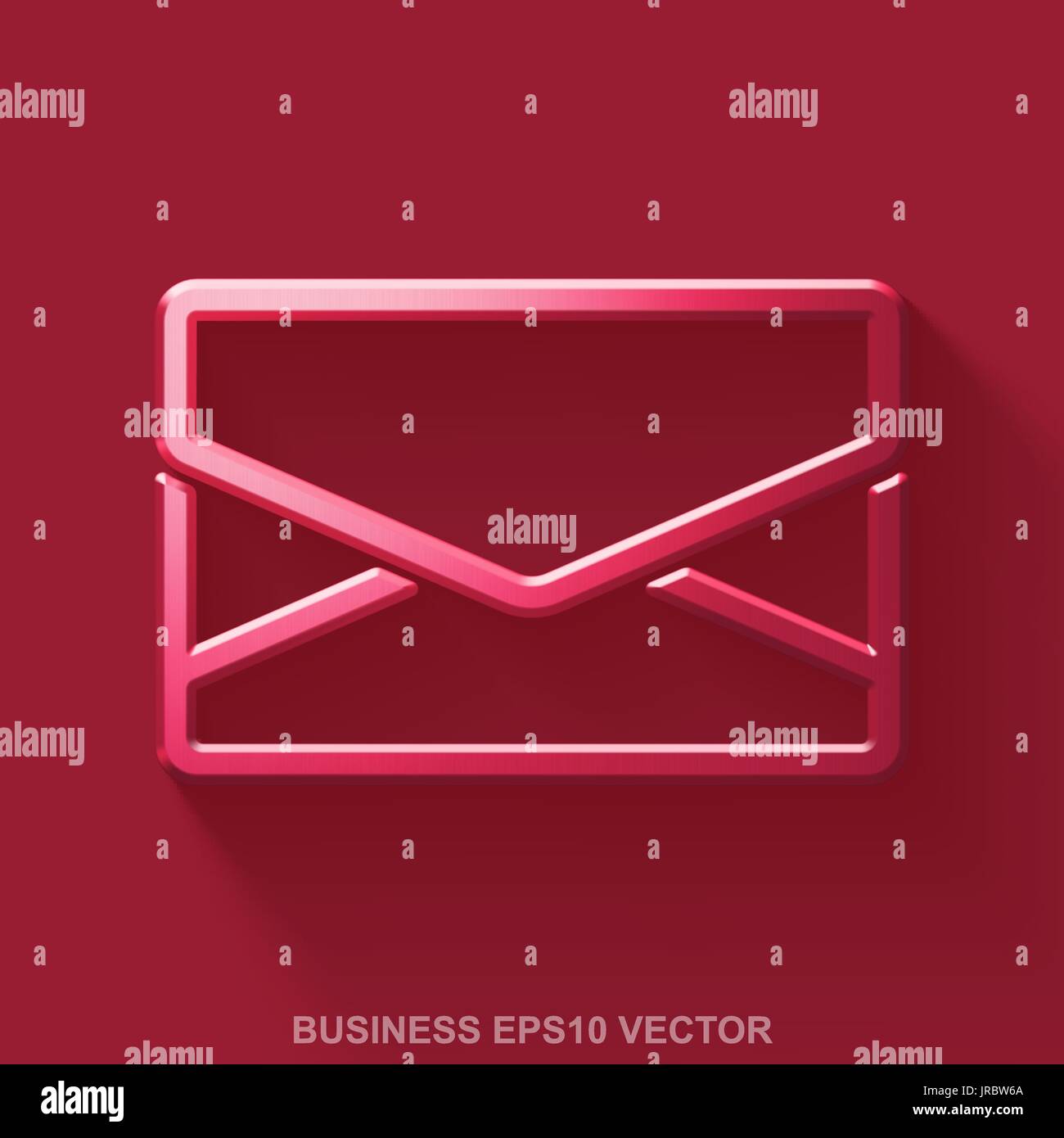 Flat metallic finance 3D icon. Red Glossy Metal Email on Red background ...