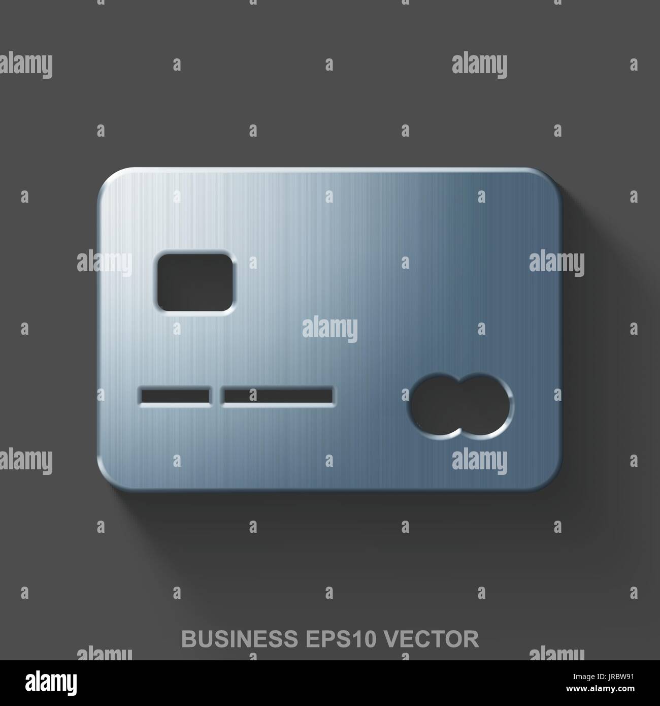 Flat metallic business 3D icon. Polished Steel Credit Card on Gray ...