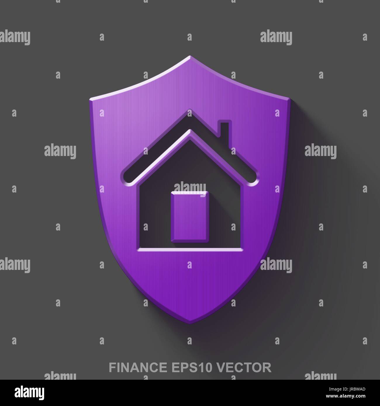 Flat metallic finance 3D icon. Purple Glossy Metal Shield on Gray ...