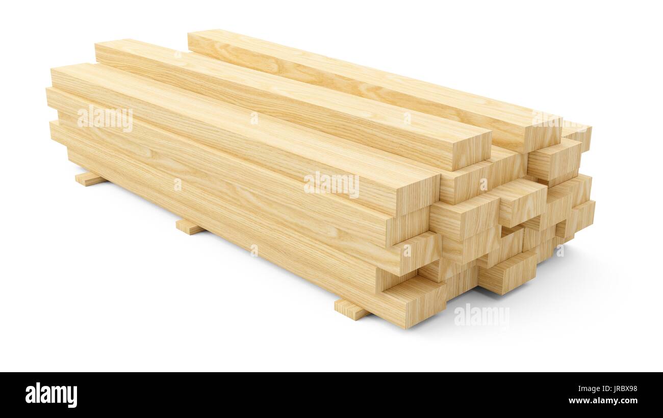 3D rendering Wooden beams and planks. Construction material Stock Photo ...