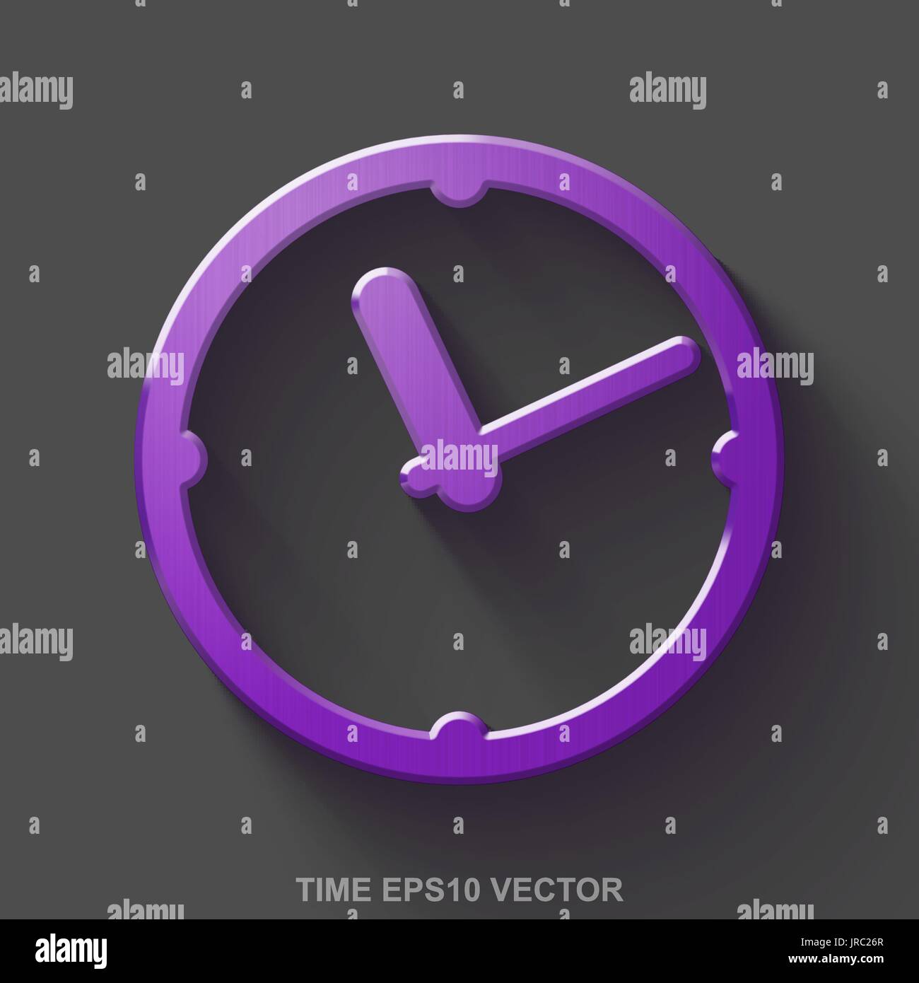 Flat metallic timeline 3D icon. Purple Glossy Metal Clock on Gray ...