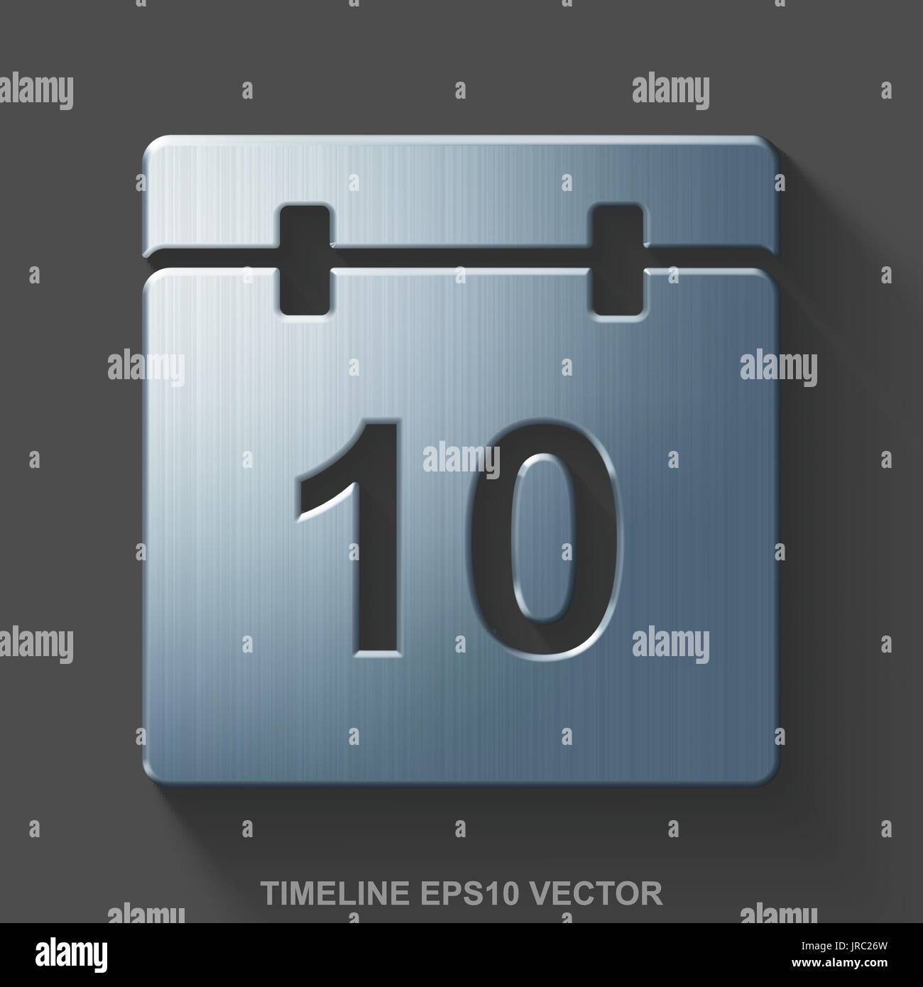 Flat metallic timeline 3D icon. Polished Steel Calendar on Gray ...