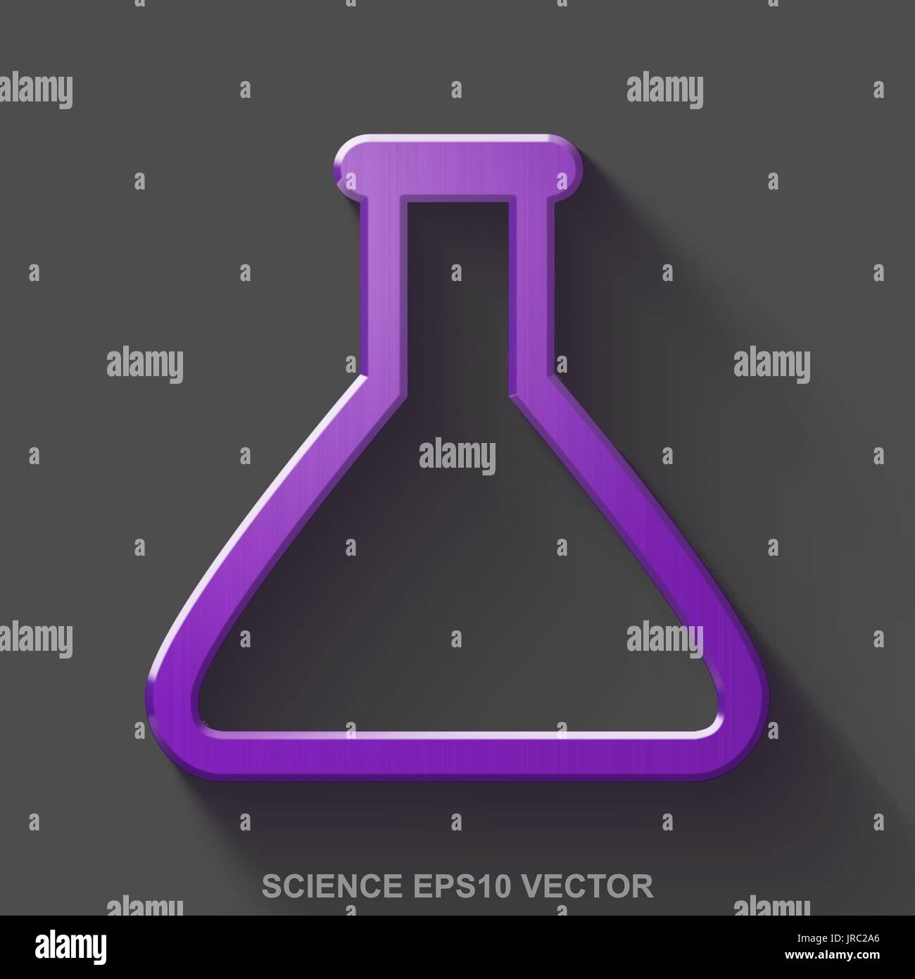 Flat metallic Science 3D icon. Purple Glossy Metal Flask on Gray ...