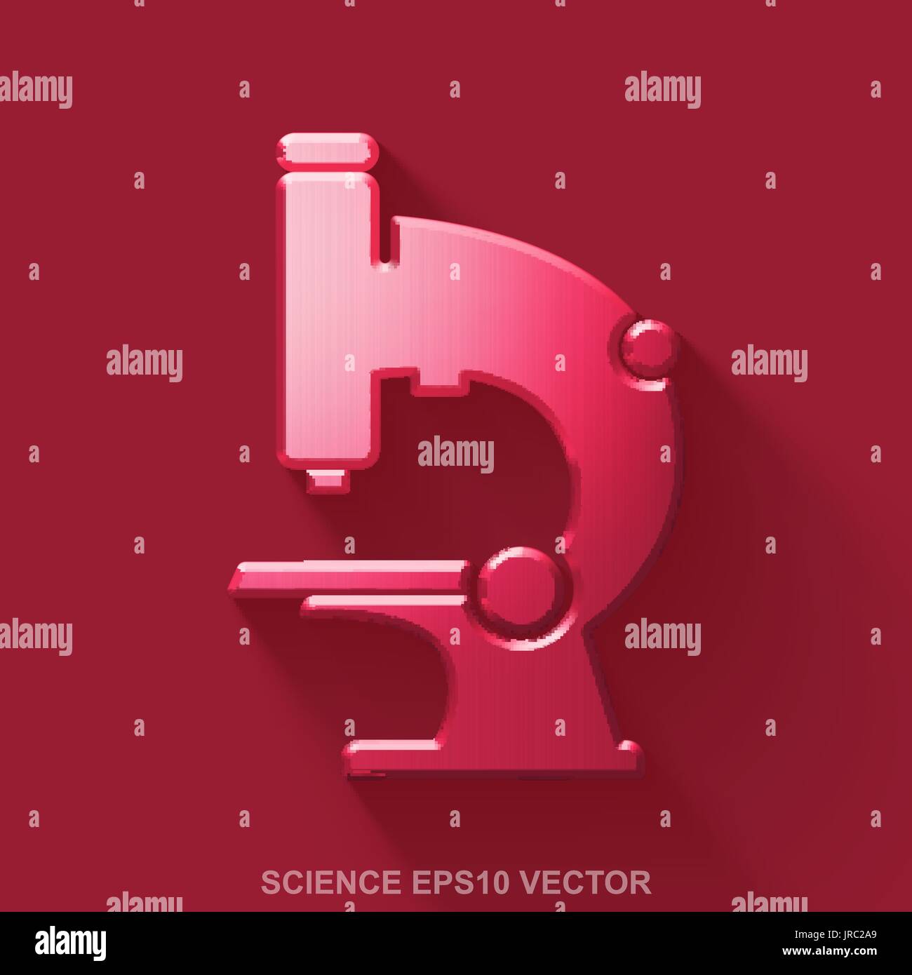Flat metallic Science 3D icon. Red Glossy Metal Microscope on Red ...