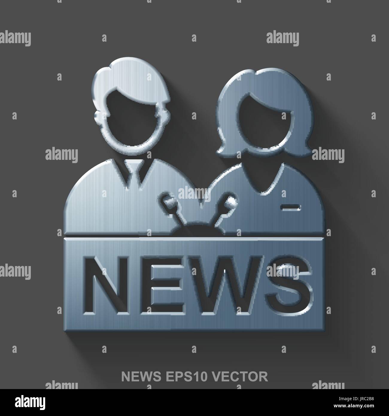 Flat metallic news 3D icon. Polished Steel Anchorman on Gray background ...