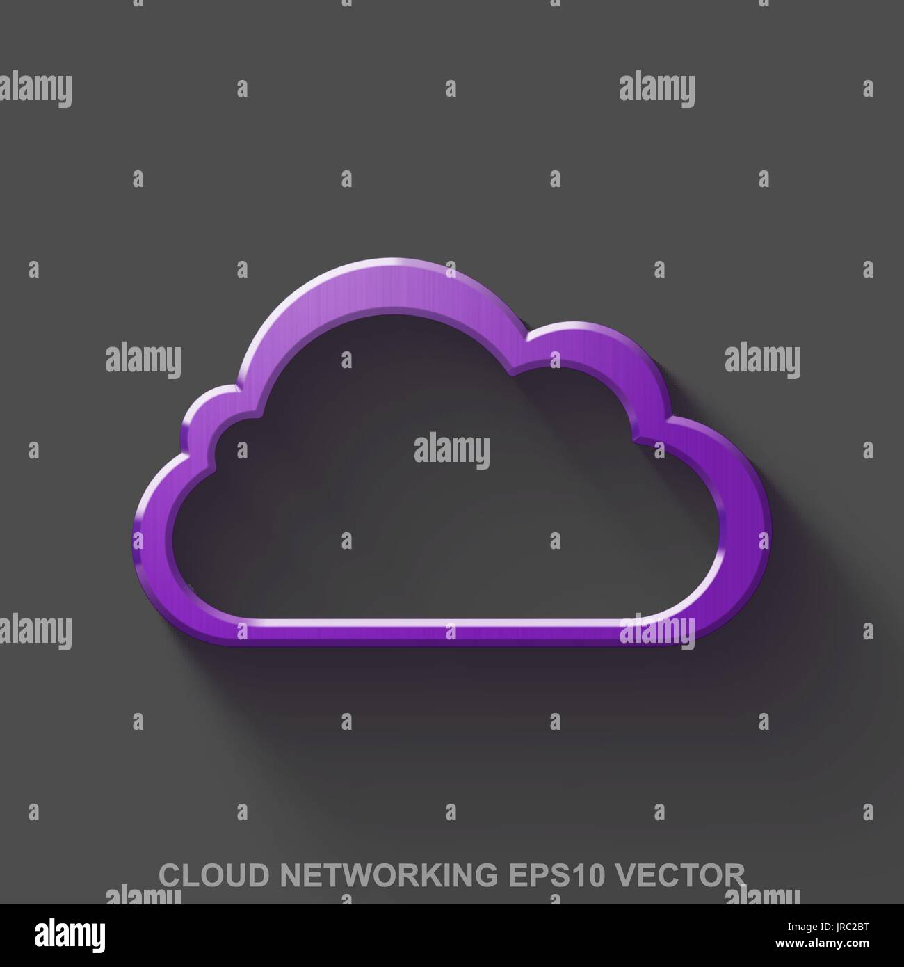 Flat metallic cloud computing 3D icon. Purple Glossy Metal Cloud on ...