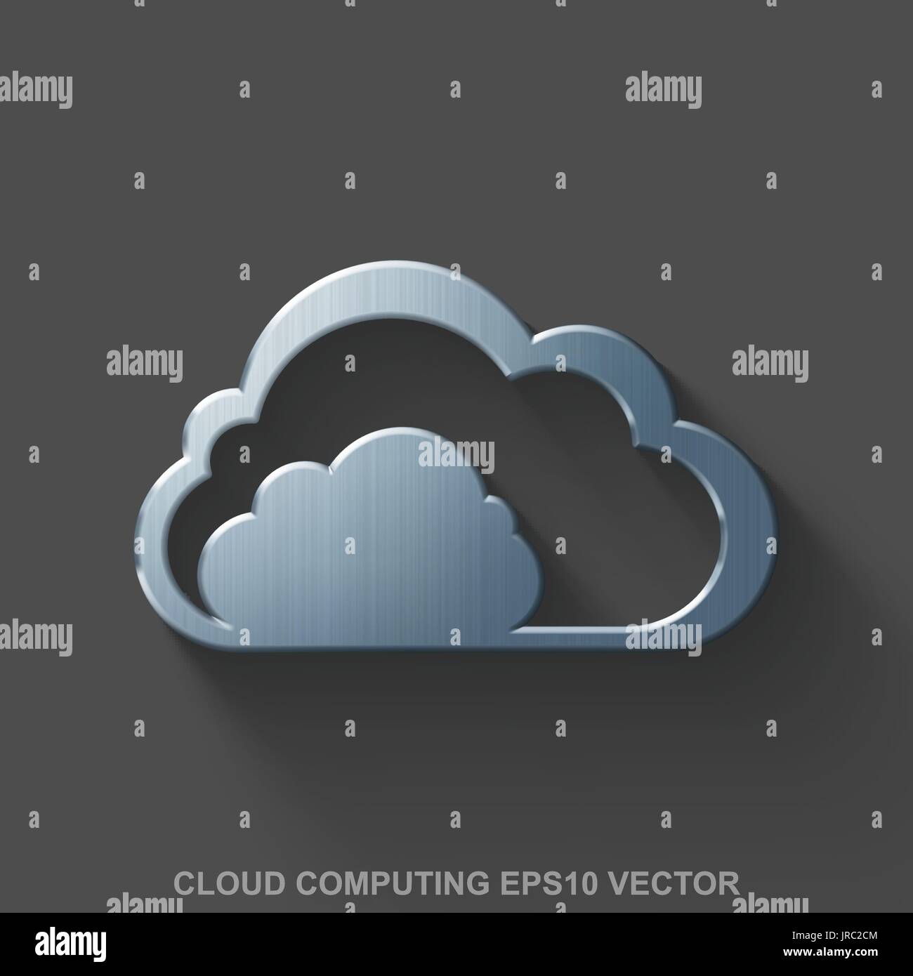Flat metallic cloud computing 3D icon. Polished Steel Cloud on Gray ...