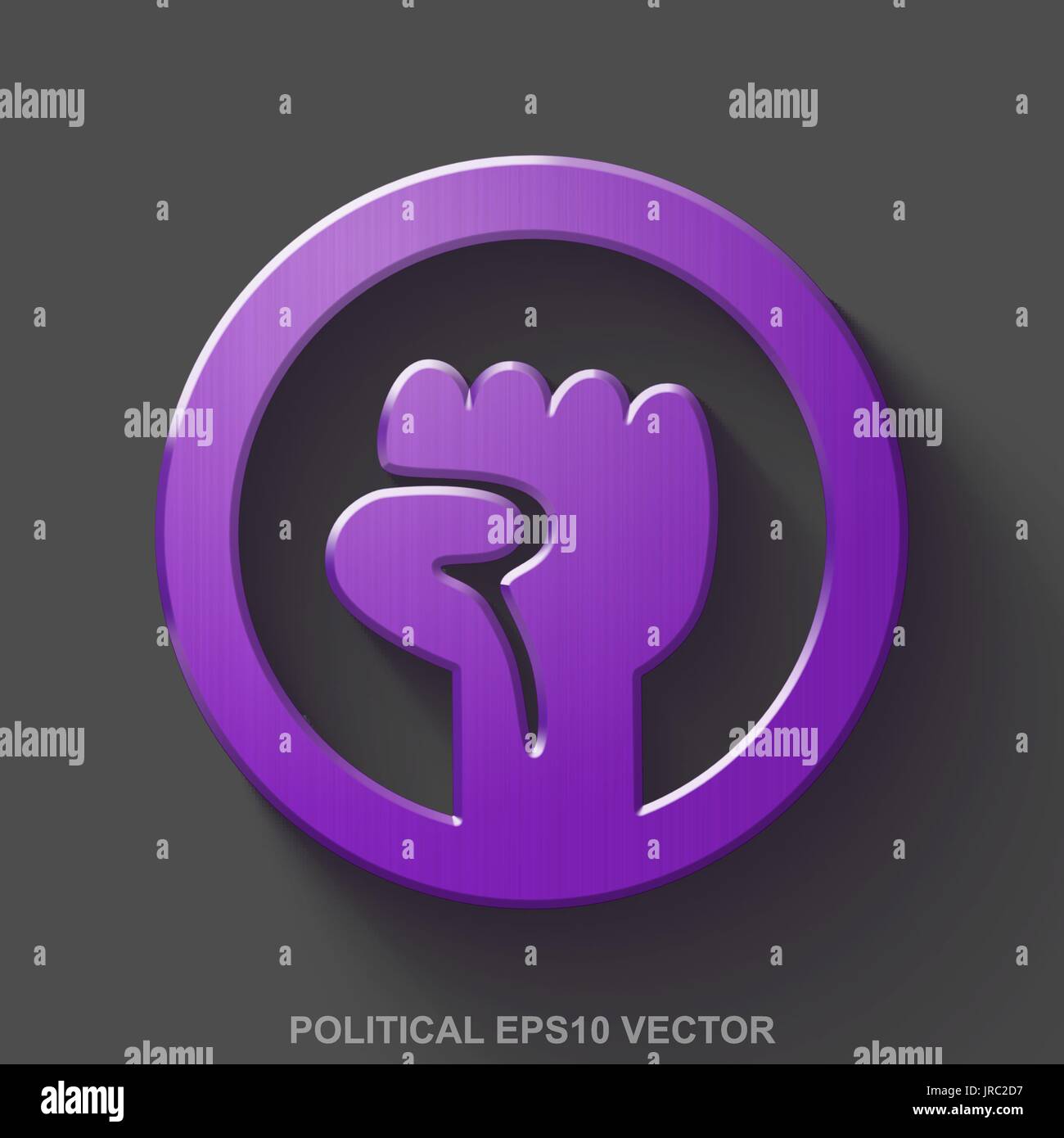 Flat metallic politics 3D icon. Purple Glossy Metal Uprising on Gray ...