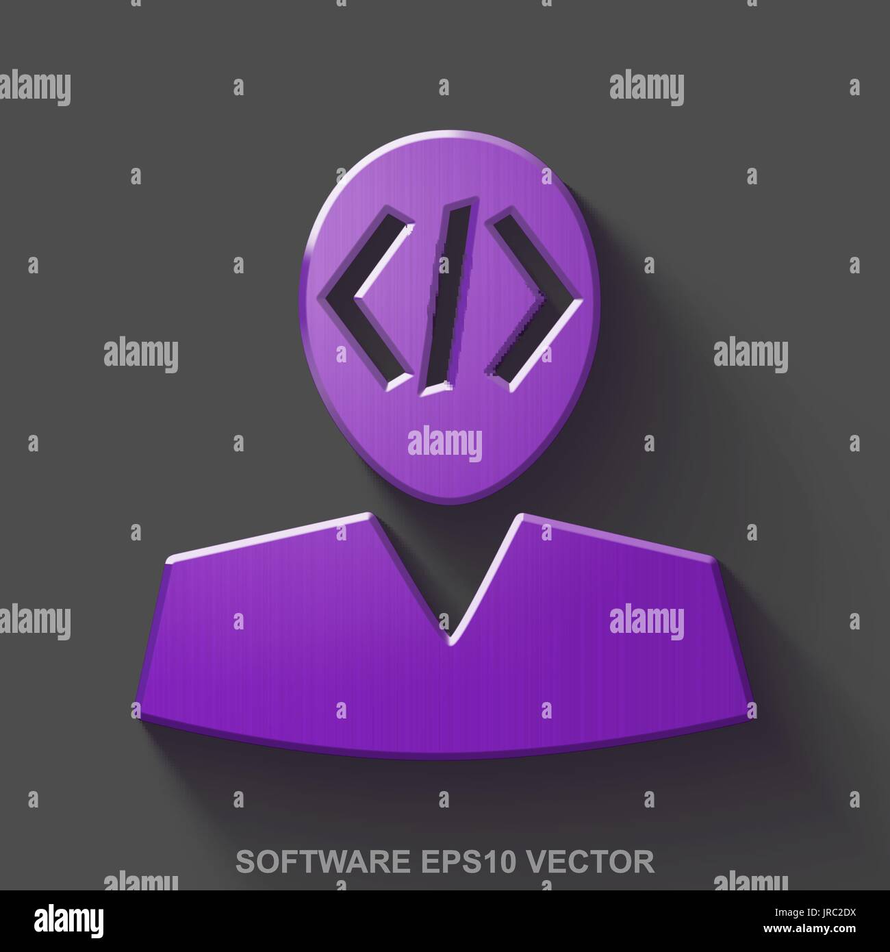 Flat metallic Programming 3D icon. Purple Glossy Metal Programmer on ...