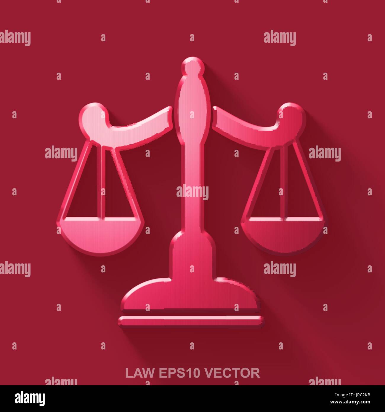 Flat metallic law 3D icon. Red Glossy Metal Scales on Red background ...
