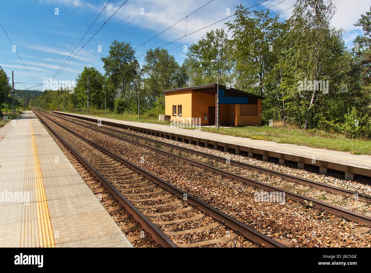 An abandoned rural railway station in the Czech Republic. Empty ...