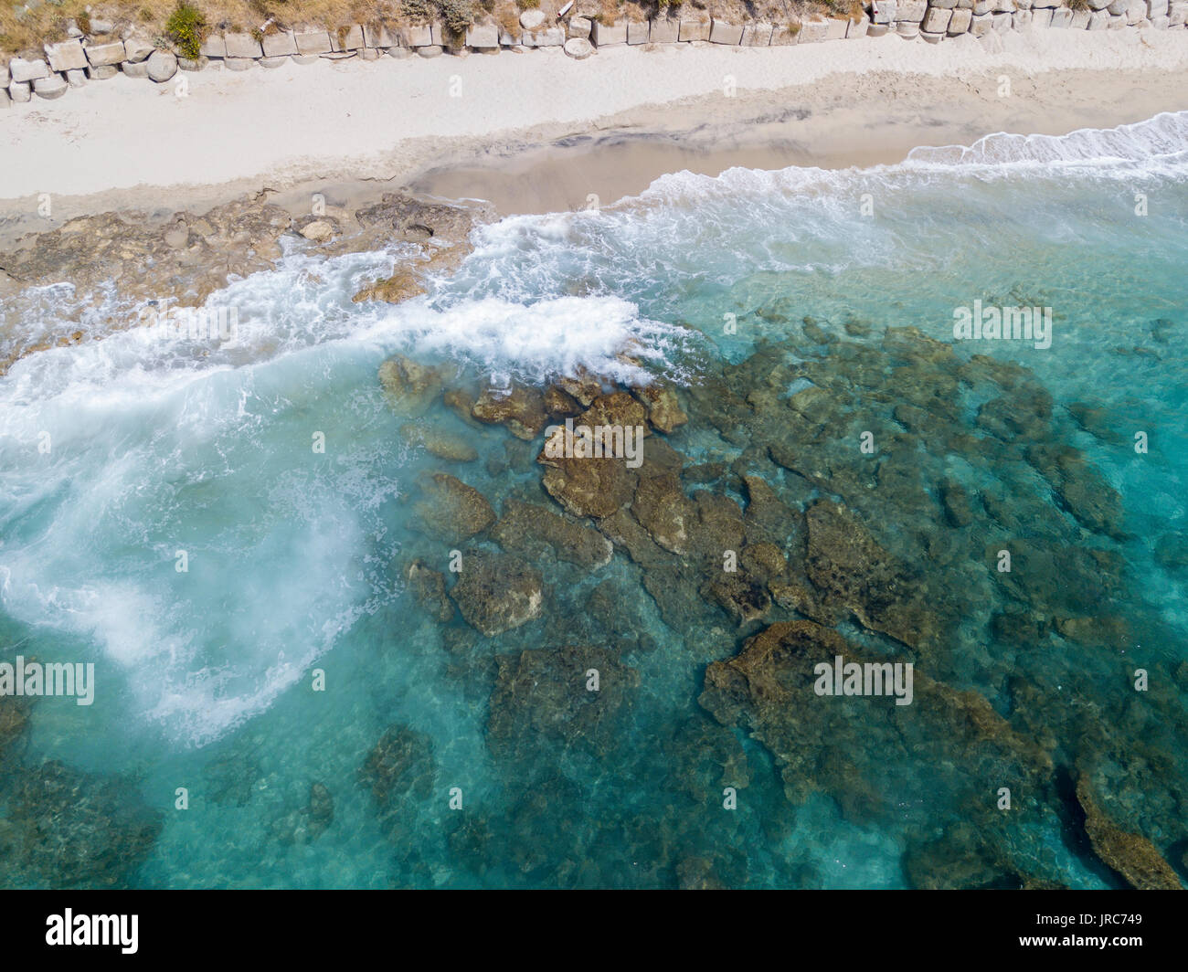 Aerial view of rocks on the sea. Overview of the seabed seen from above ...