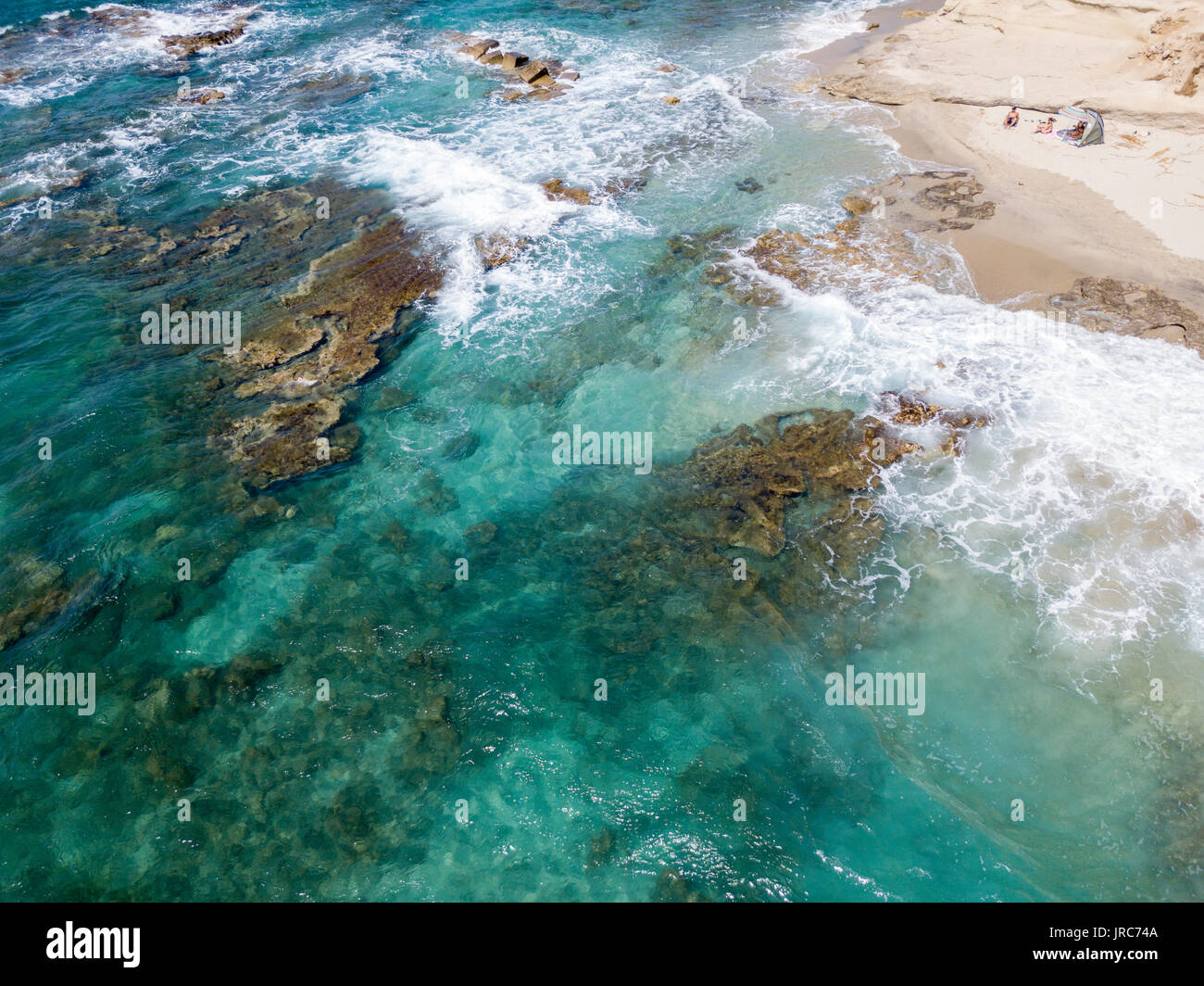 Aerial view of rocks on the sea. Overview of the seabed seen from above ...