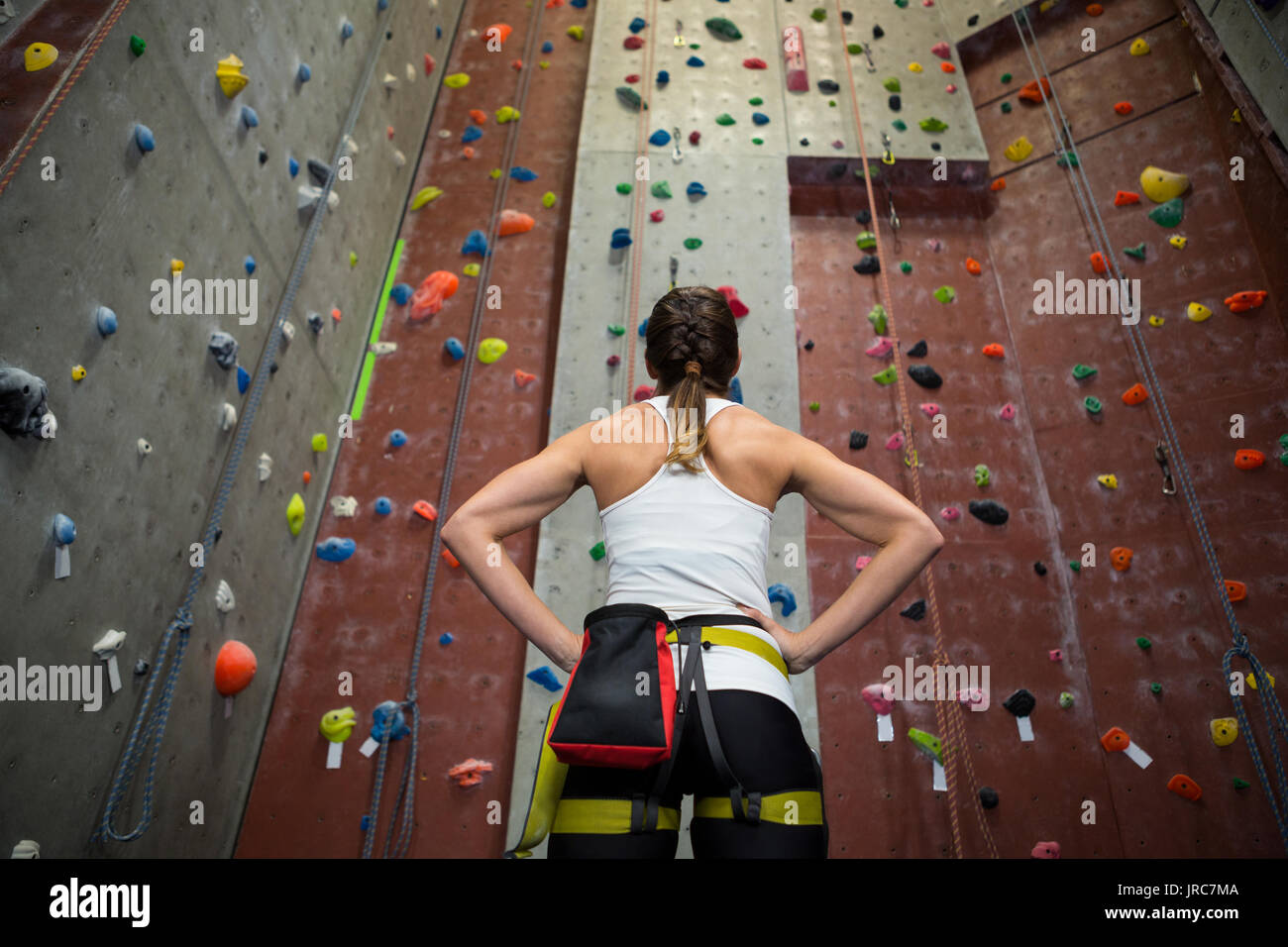 Woman hands on wall rear view hi-res stock photography and images - Alamy