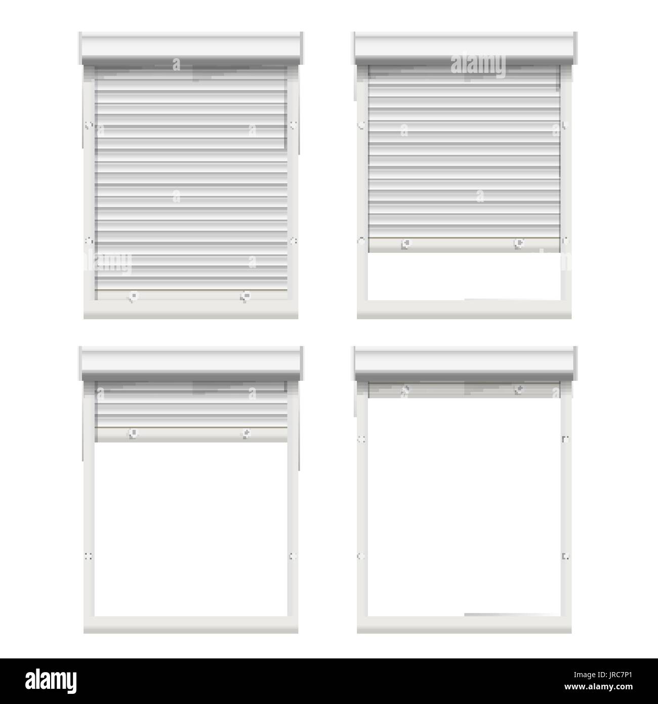 Vector Rolling Shutters. White Metallic Roller Shutter Isolated On ...