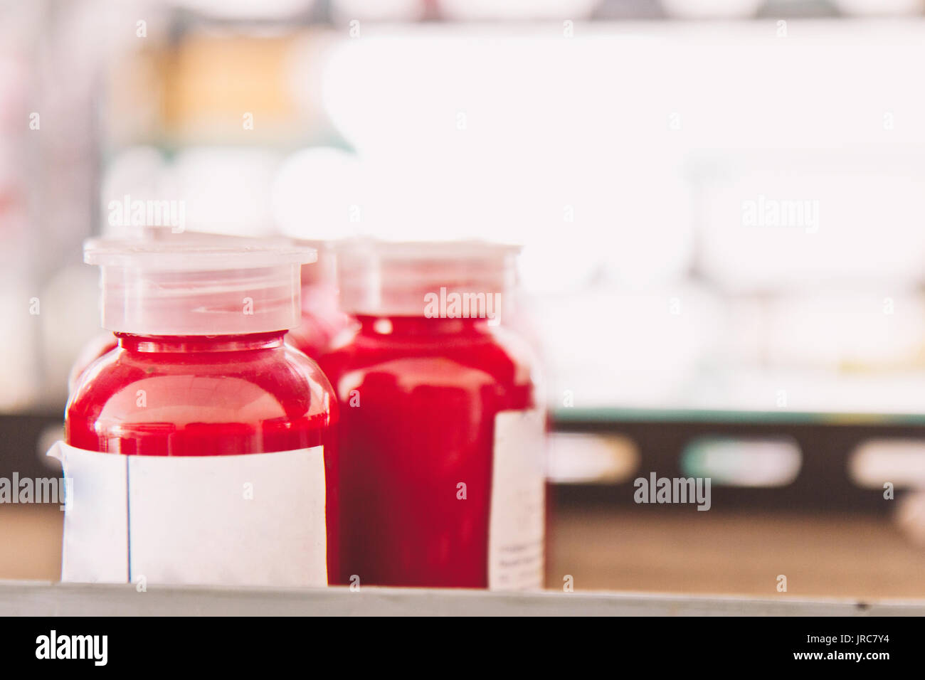 sample color bottle on the shelves in the lab testing room Stock Photo ...