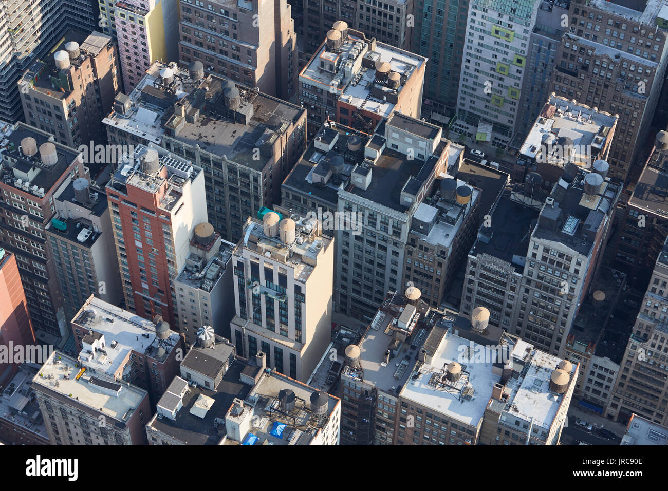 New York City Manhattan aerial view with buildings roof tops and ...