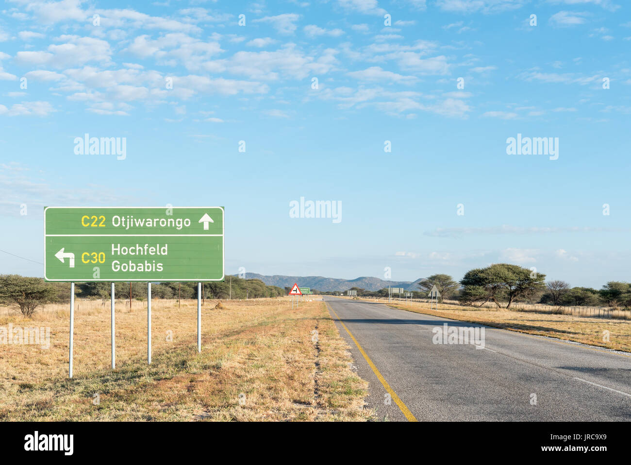 Directional sign on the C22-road between the Waterberg Plateau and ...
